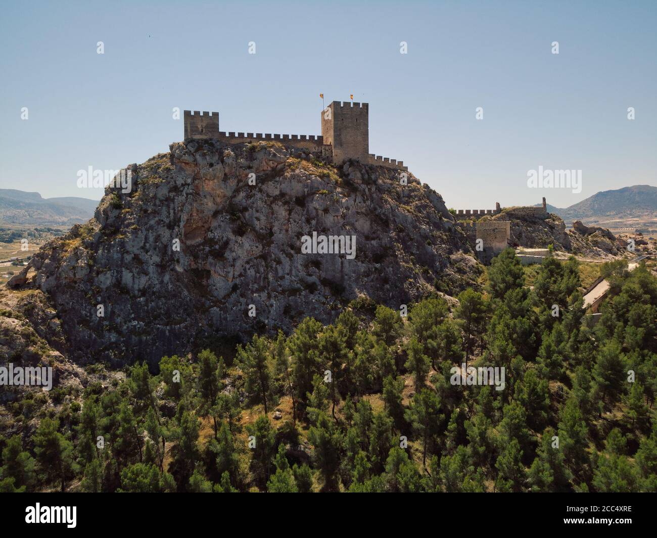 Aerial drone point of view photography of Castle of Sax on rocky ...