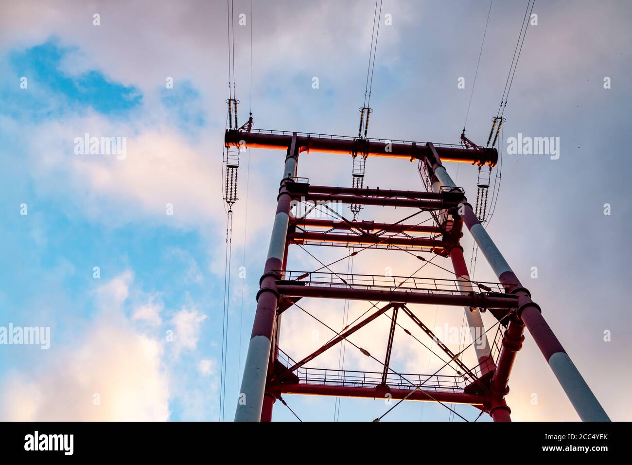 high voltage tower. high voltage power lines. high voltage line Stock ...