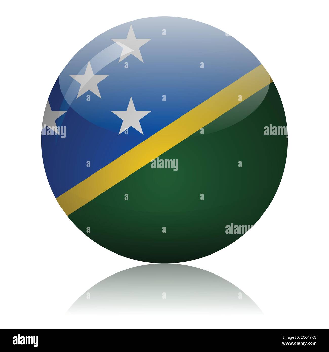 Solomon Islander flag glass ball on light mirror surface vector ...