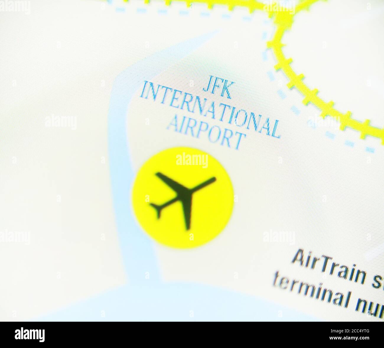 JFK International airport on New York City subway map on smartphone ...