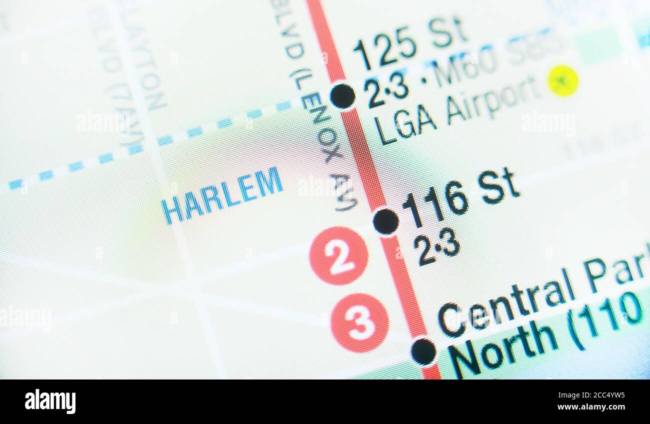 116th Street station on New York City subway map on smartphone screen ...
