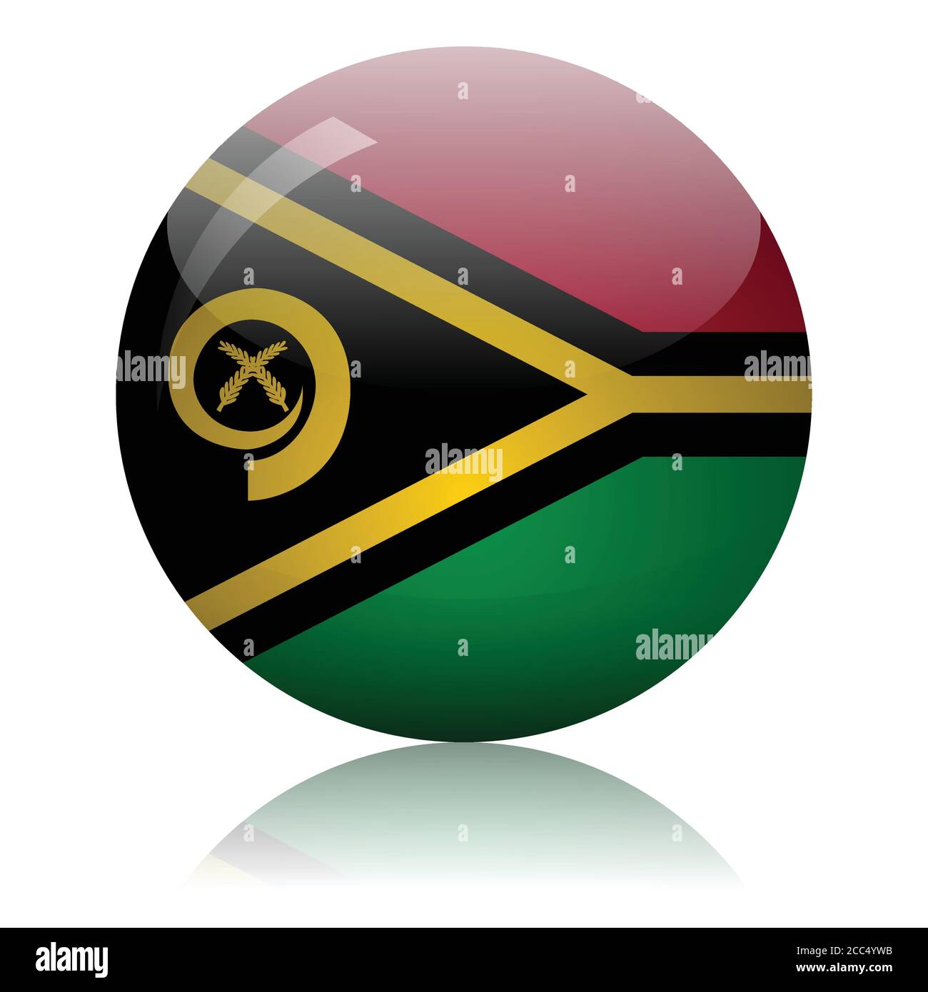 Vanuatu flag glass ball on light mirror surface vector illustration ...