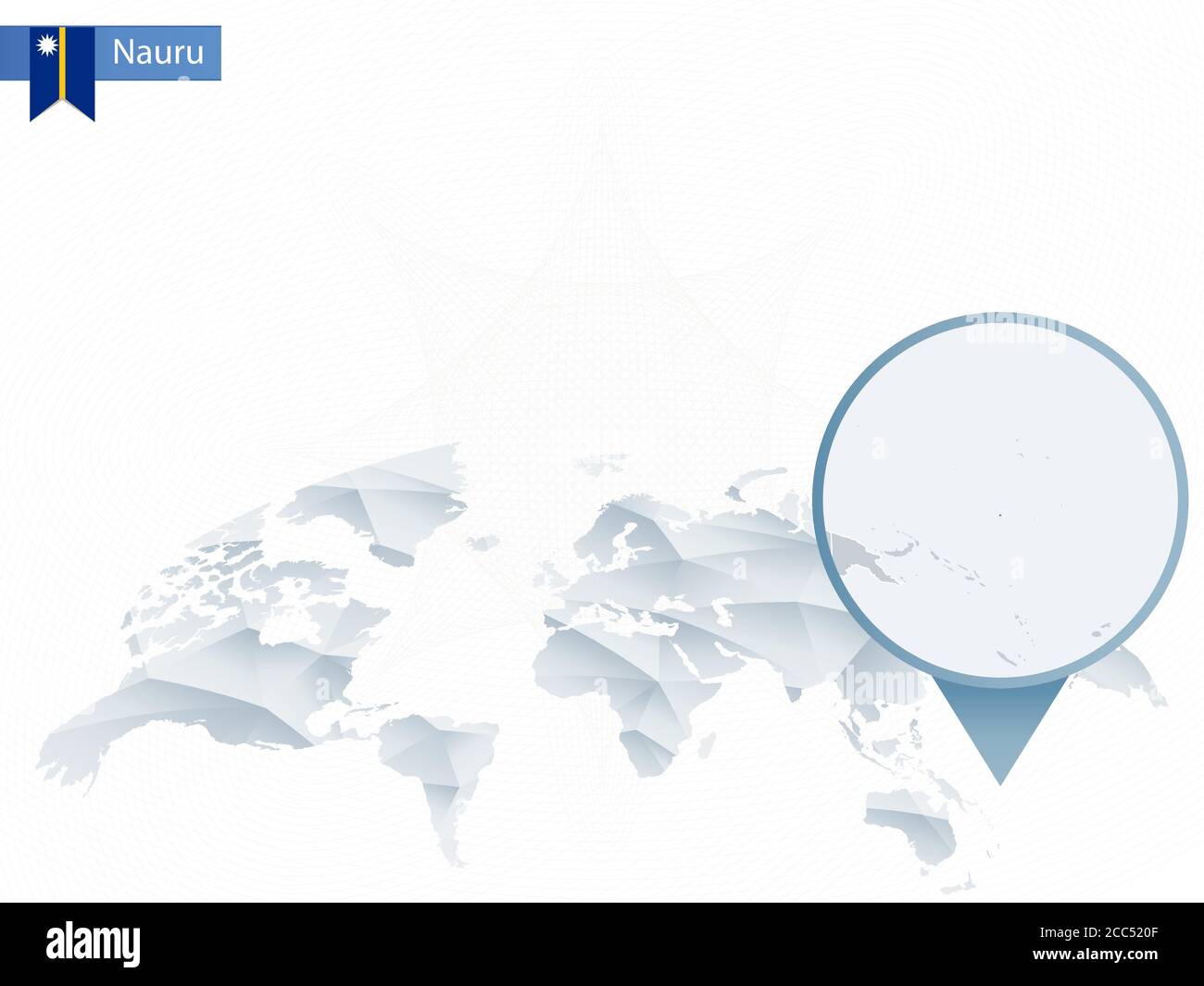 Abstract rounded World Map with pinned detailed Nauru map. Vector ...