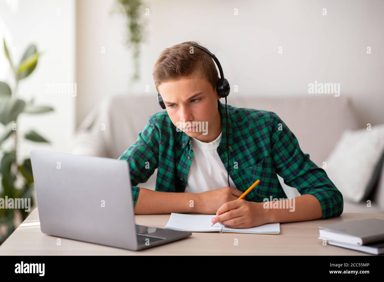 Teen boy serious studying hi-res stock photography and images - Alamy