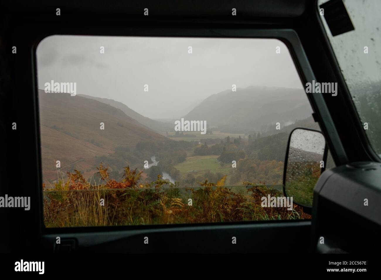 Countryside view out of a car window Stock Photo - Alamy