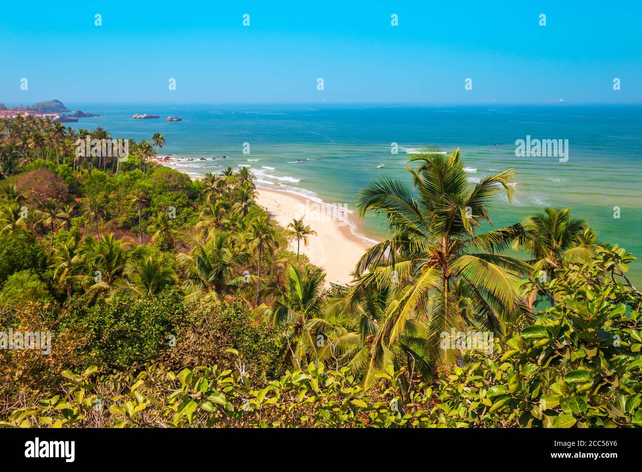 Goa beach aerial panoramic view in India Stock Photo - Alamy