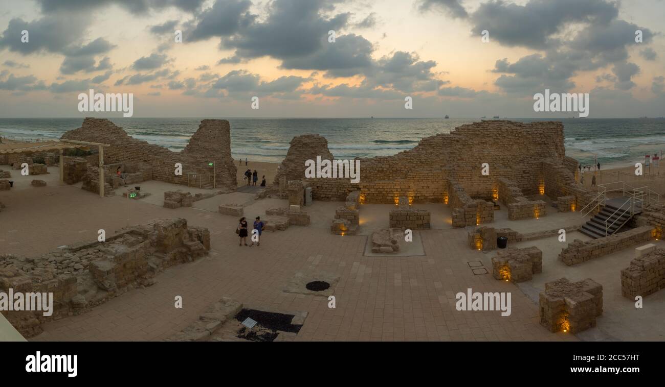 Ashdod, Israel - August 12, 2020: Sunset view of the remains of Ashdod ...