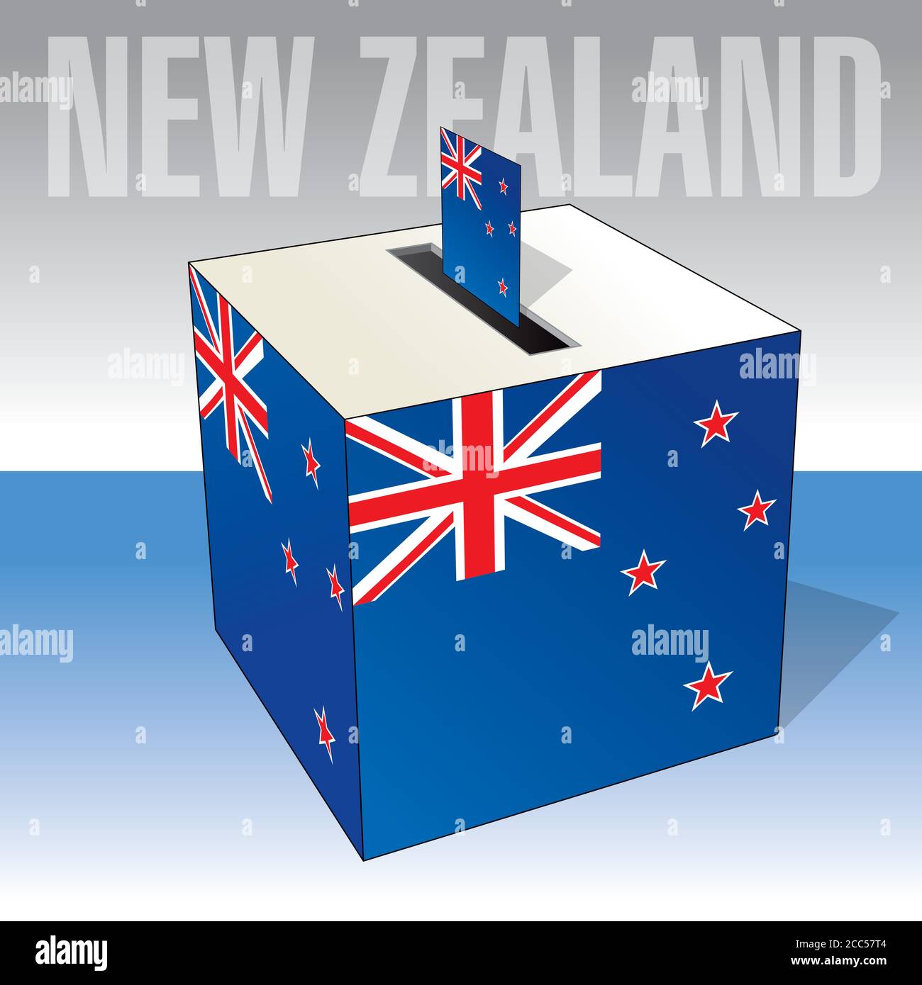 New Zealand elections, ballot box with flags symbols, vector ...