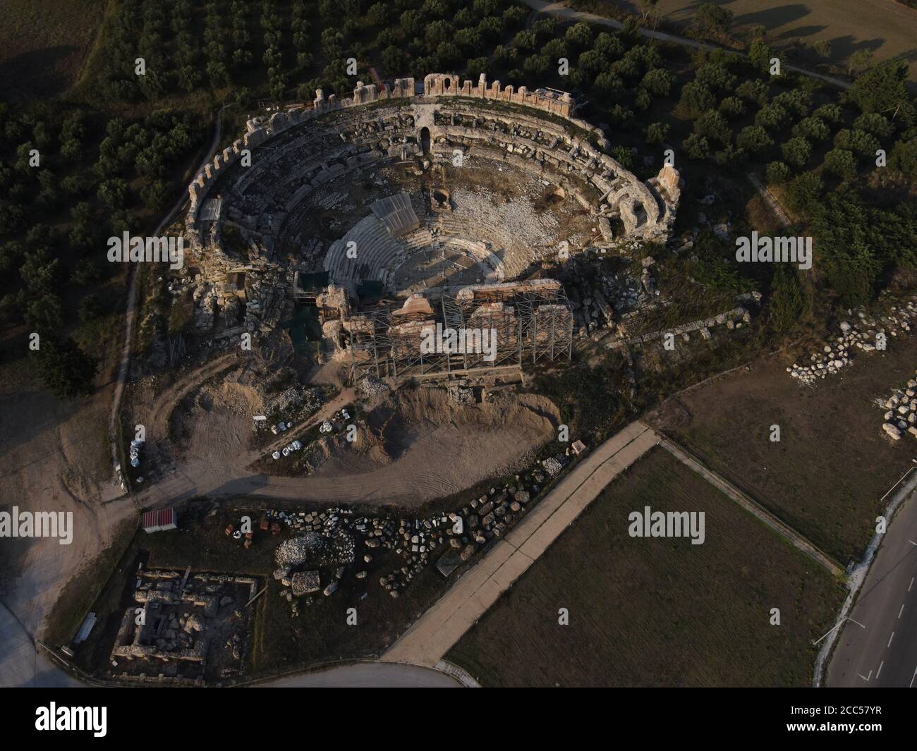 Roman Ancient Theatre of Nikopolis Preveza, Greece, aerial drone view ...