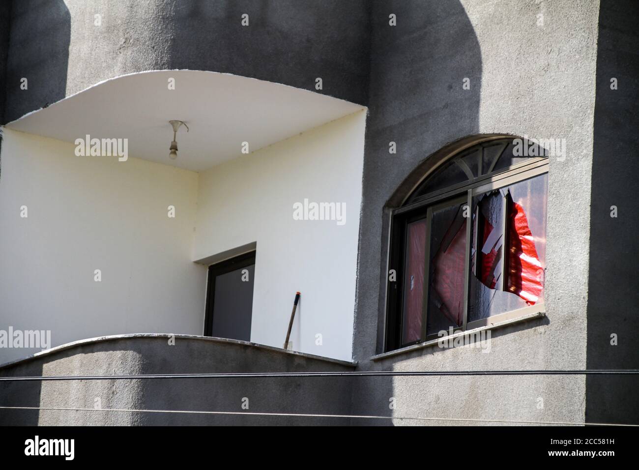 August 18, 2020: Gaza, Palestine. 18 August 2020. Broken windows in ...