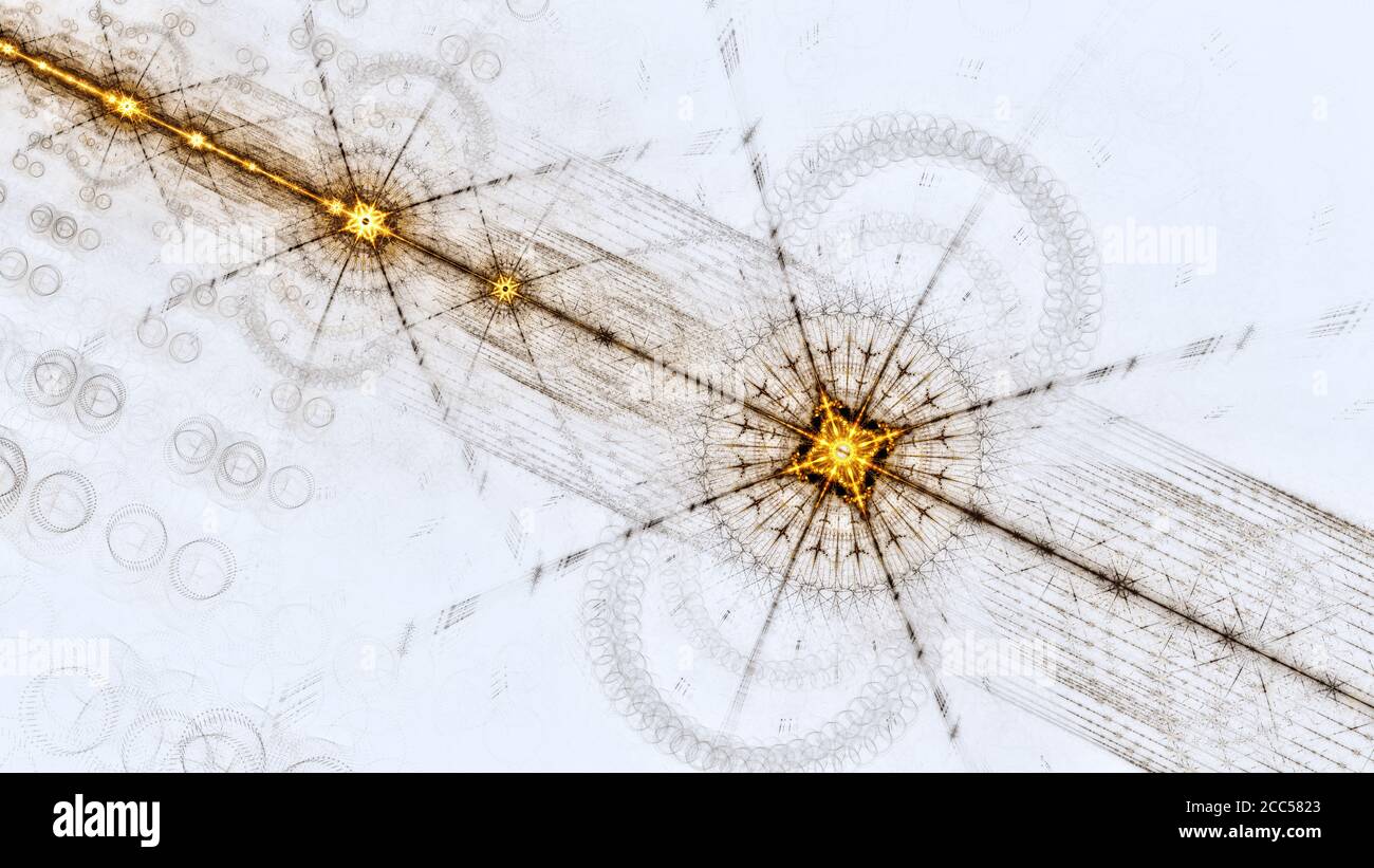 Message from stars, golden glowing quantum pattern, computer generated ...