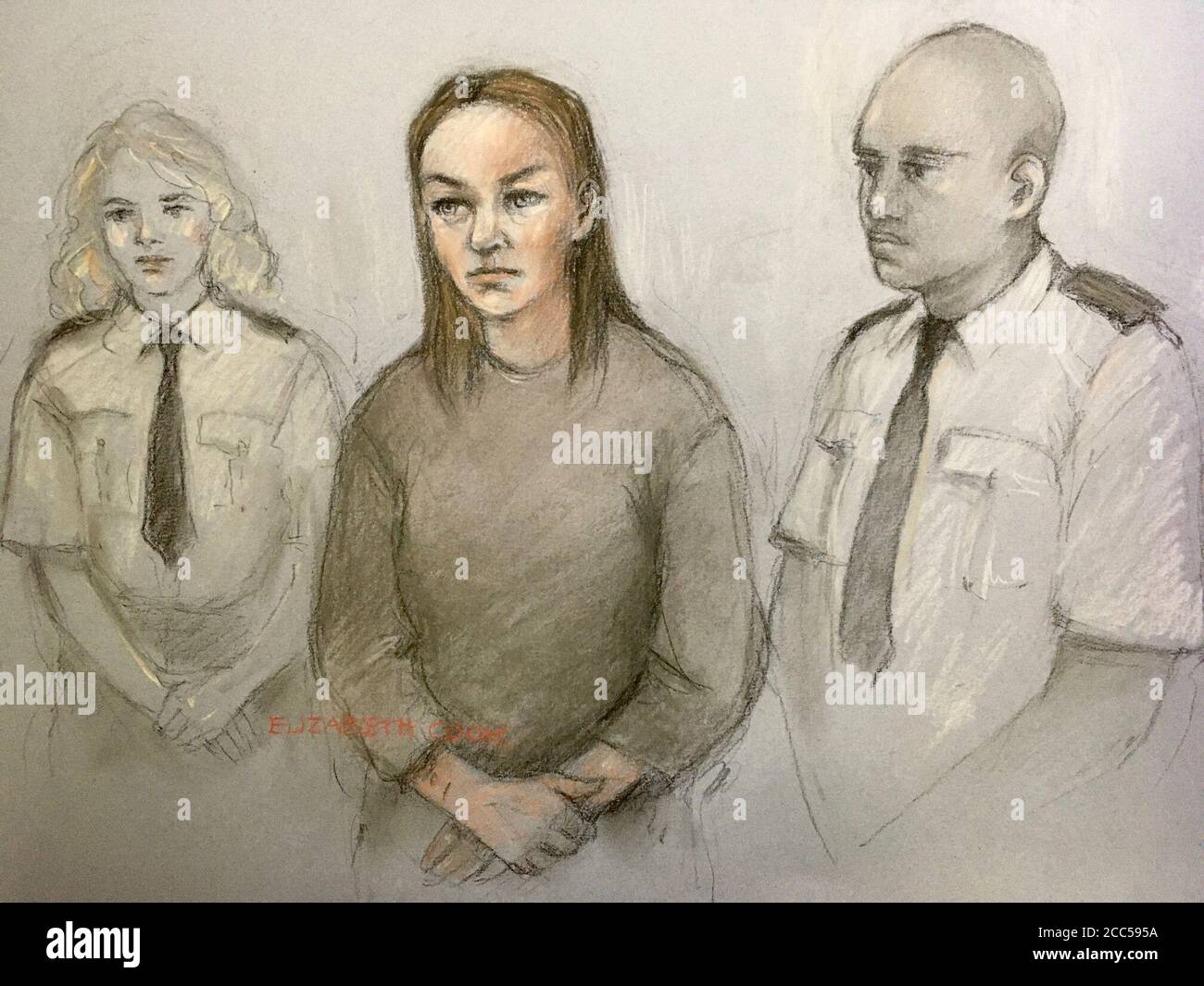 Court artist sketch by Elizabeth Cook of Olga Freeman, 40, appearing at ...