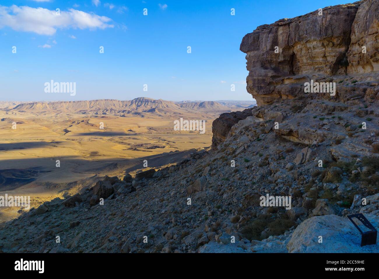 View of cliffs and landscape in Makhtesh (crater) Ramon, the Negev ...