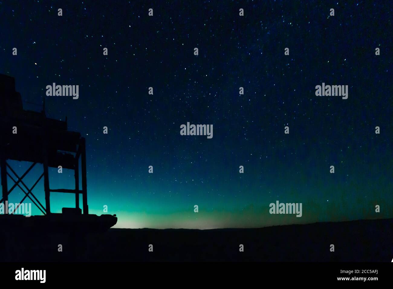 Night stars view and an old quarry, the Negev Desert, Southern Israel ...