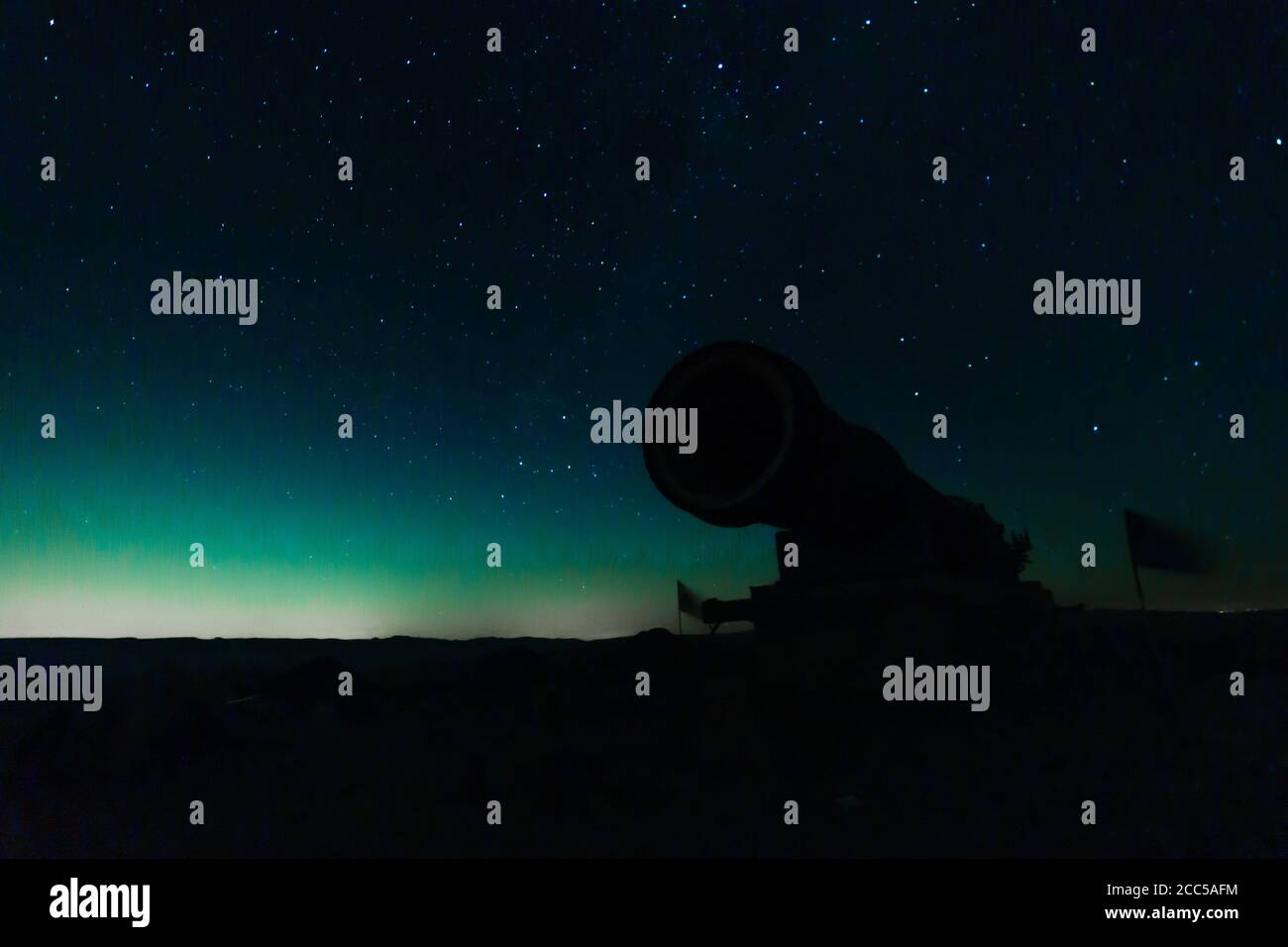 Night stars view and an old quarry, the Negev Desert, Southern Israel ...