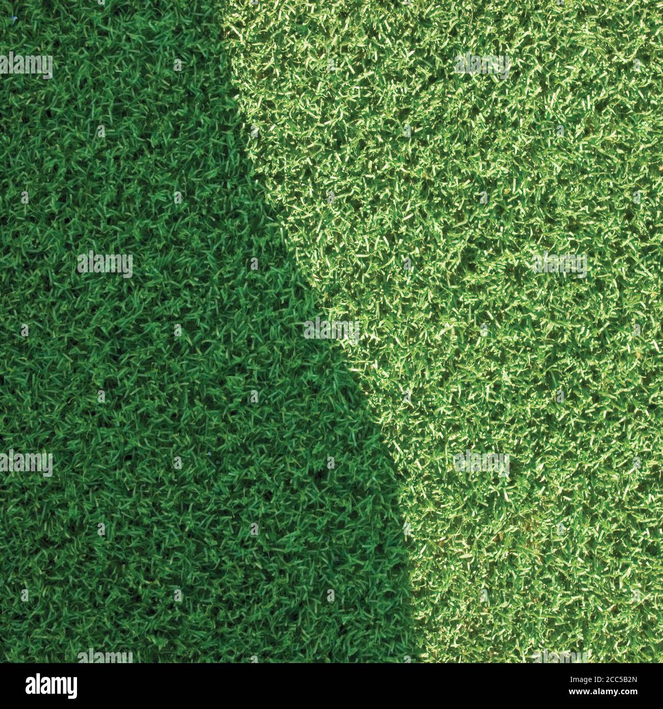 Artificial grass fake turf synthetic lawn field macro closeup, gentle ...