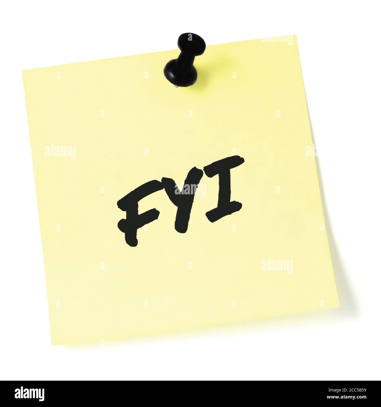 For your information initialism FYI black marker written acronym text, isolated yellow post-it ...