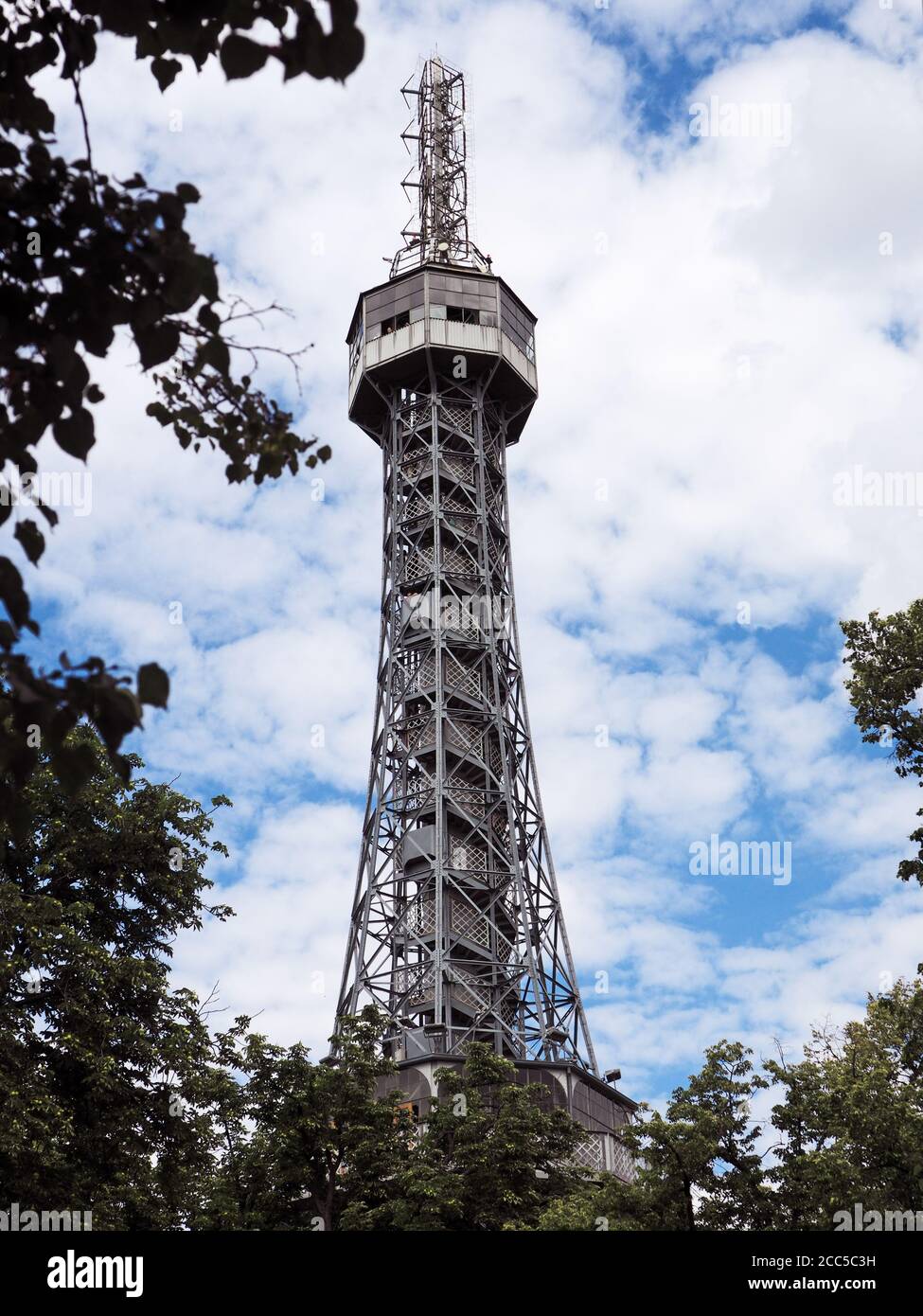 iron looked tower in Petrin hill, Prague, Czech republic Stock Photo ...