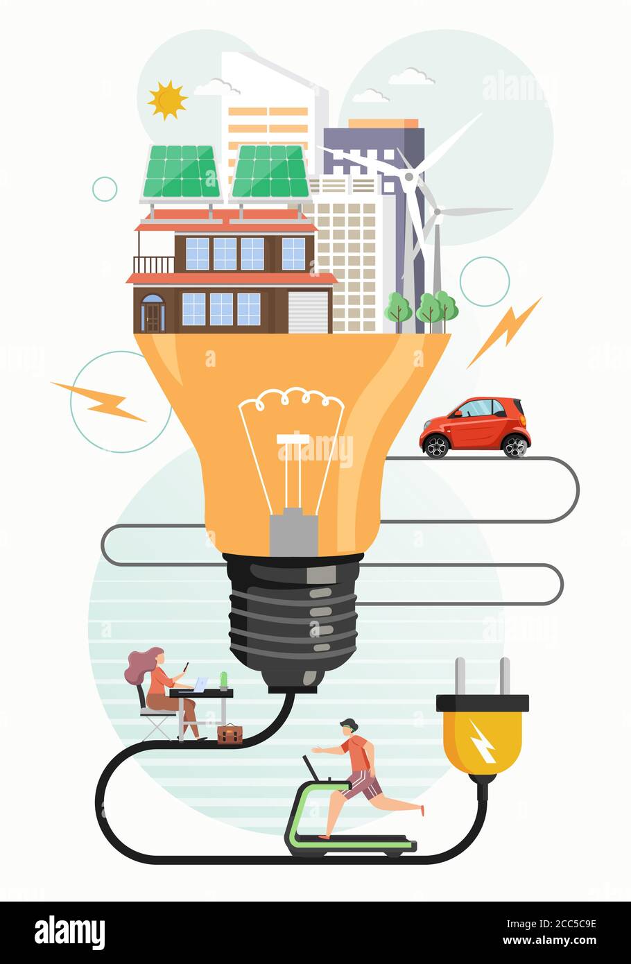 Clean green city, eco friendly world flat vector concept illustration ...