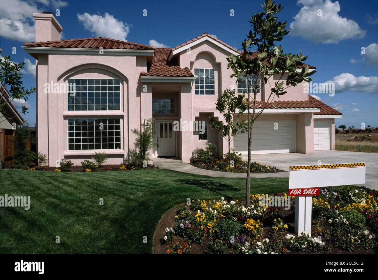 Large Suburban homes in upscale neighborhood, Fresno, California, USA ...