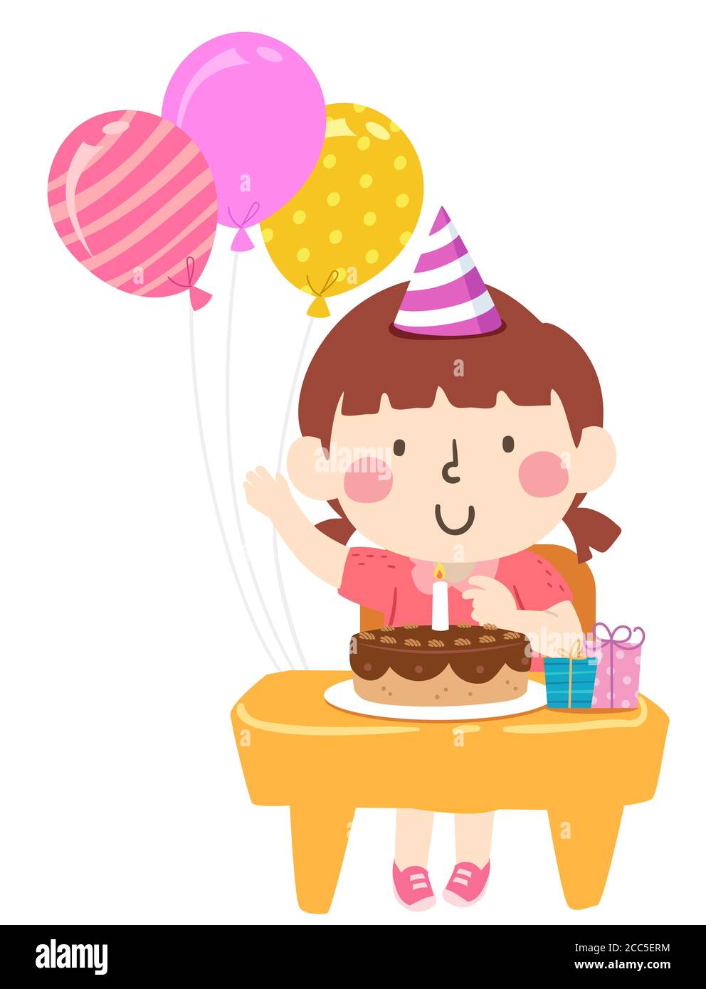 Illustration of a Kid Girl Student Celebrating Her Birthday with ...