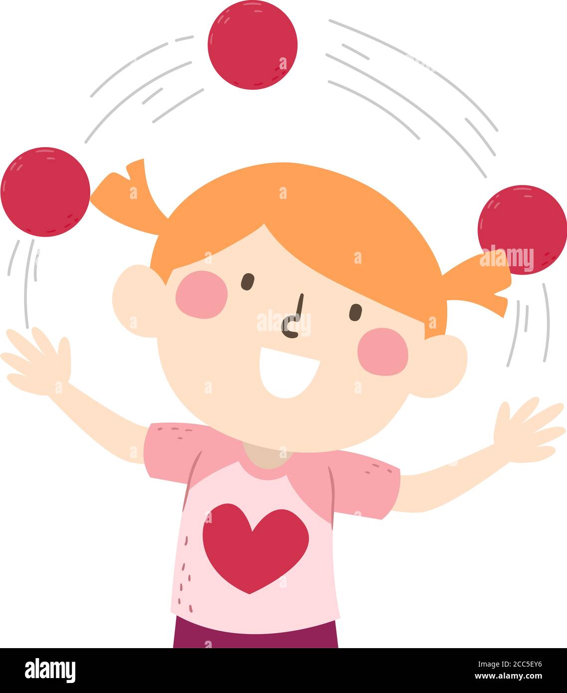 Illustration of a Kid Girl Juggling Three Balls Up in the Air Stock ...