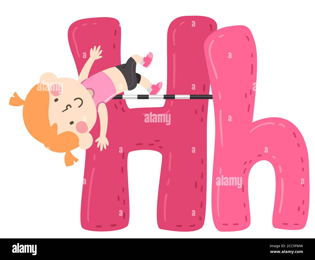 Illustration of a Kid Girl Jumping Over a Horizontal Bar for a High ...