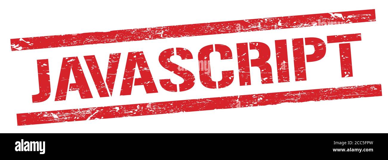 JAVASCRIPT red grungy lines stamp sign Stock Photo - Alamy