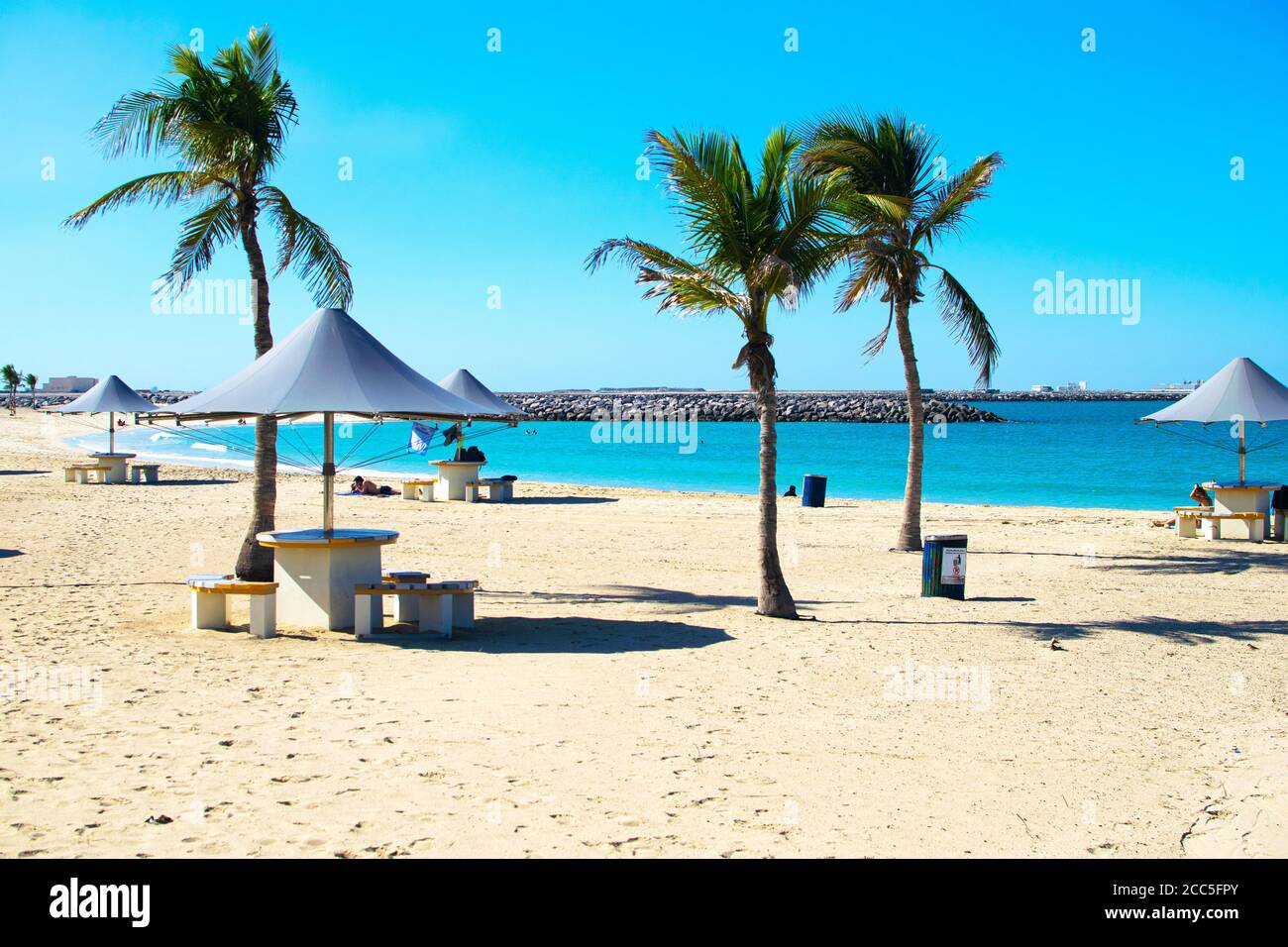 Dubai, United Arab Emirates January 16, 2020: Beautiful beach with ...