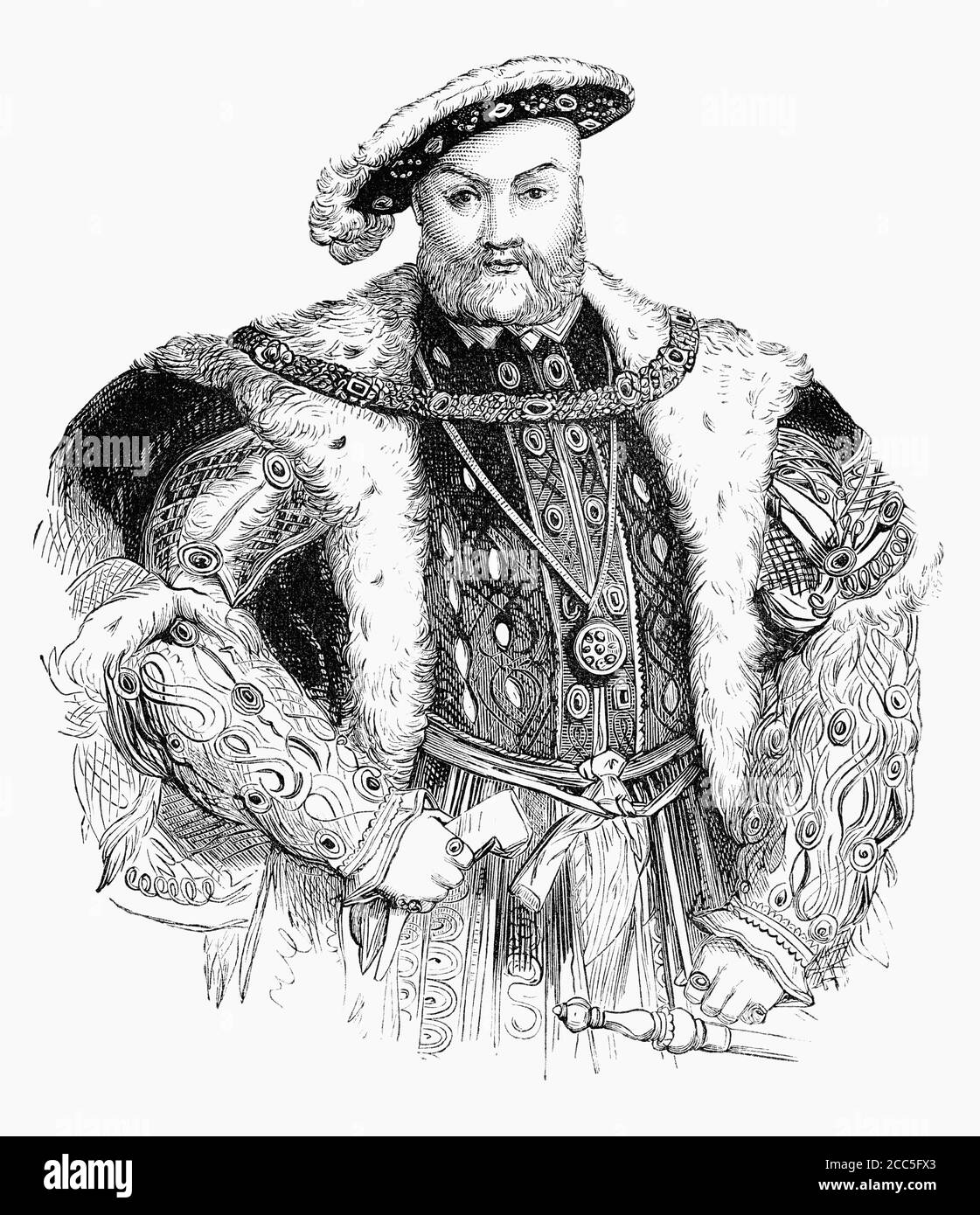 An engraved illustration portrait of the Henry VIII king of England UK ...