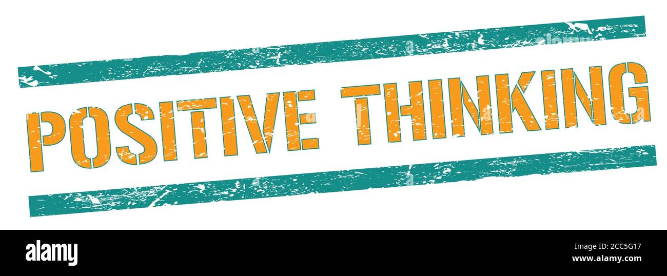 POSITIVE THINKING text on blue orange grungy lines stamp sign Stock ...