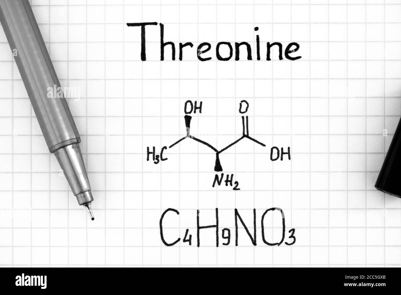 Threonine amino acid molecule Black and White Stock Photos & Images - Alamy