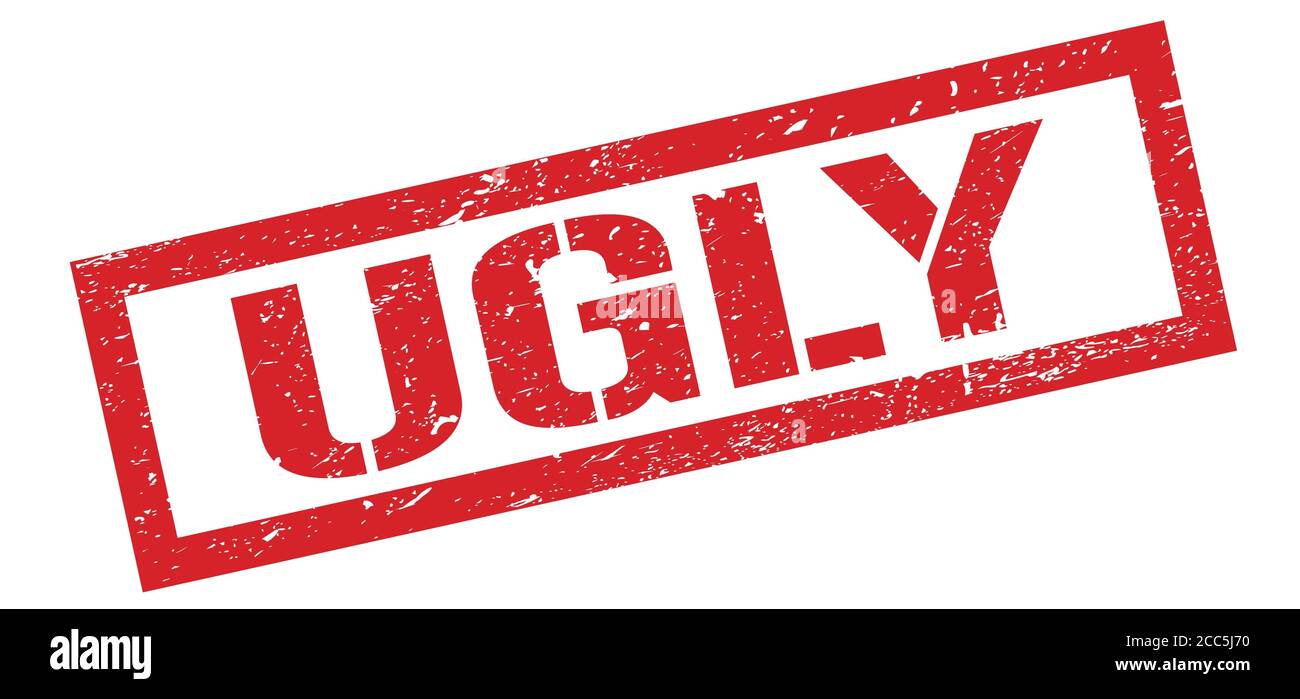UGLY red grungy rectangle stamp sign Stock Photo - Alamy