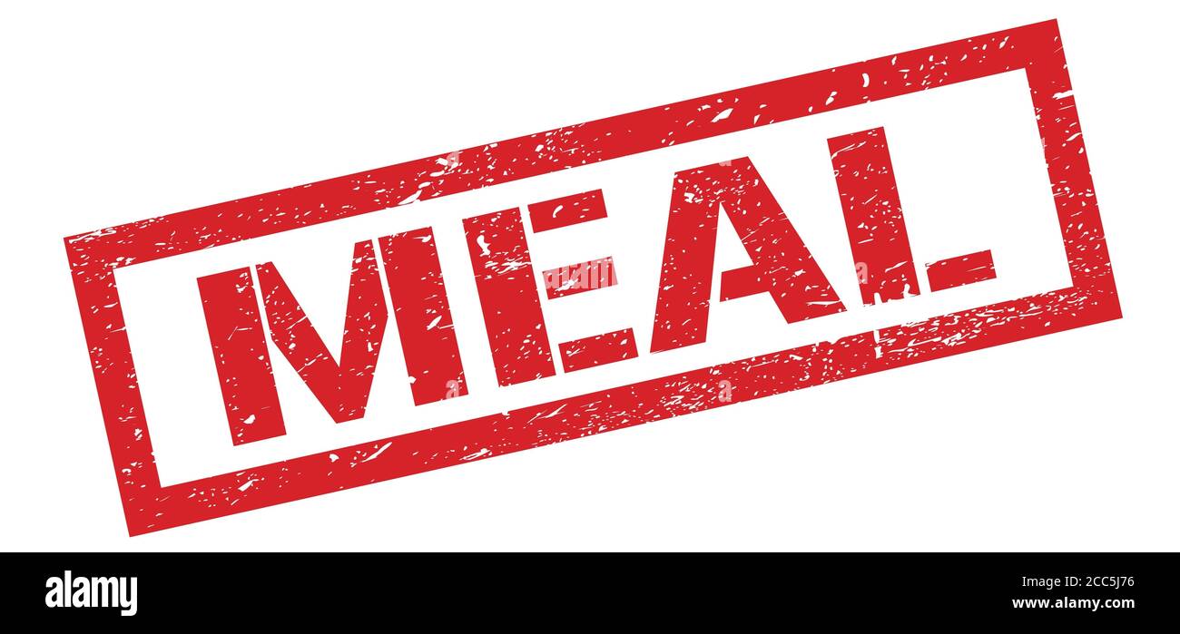 MEAL red grungy rectangle stamp sign Stock Photo - Alamy