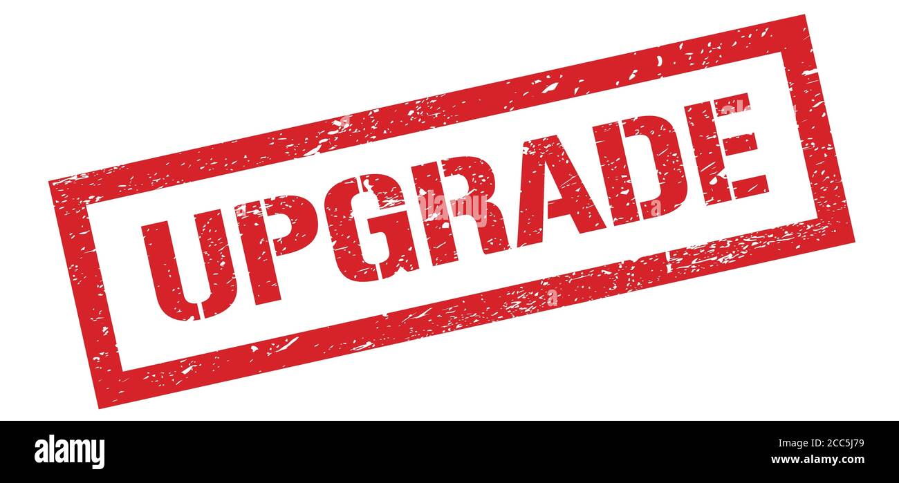 UPGRADE red grungy rectangle stamp sign Stock Photo - Alamy