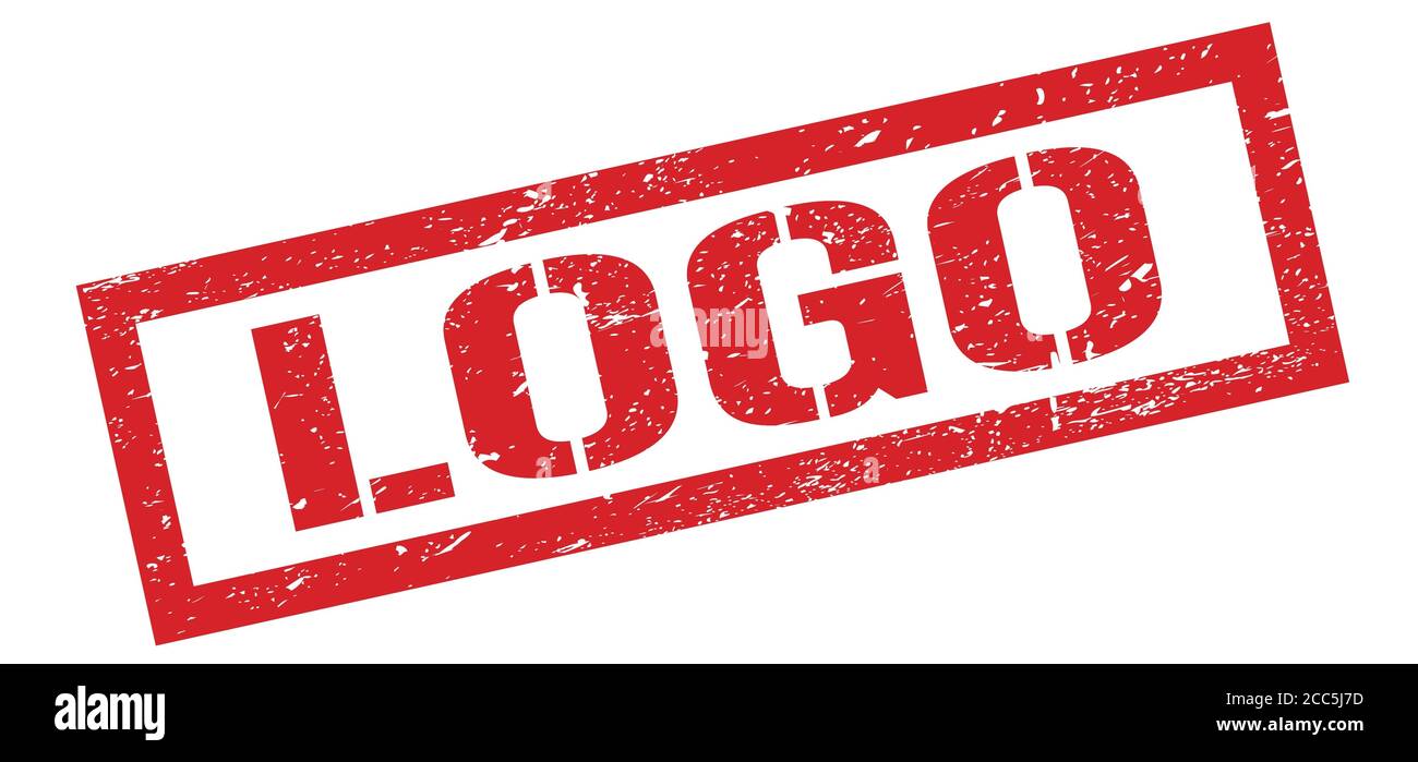 LOGO red grungy rectangle stamp sign Stock Photo - Alamy