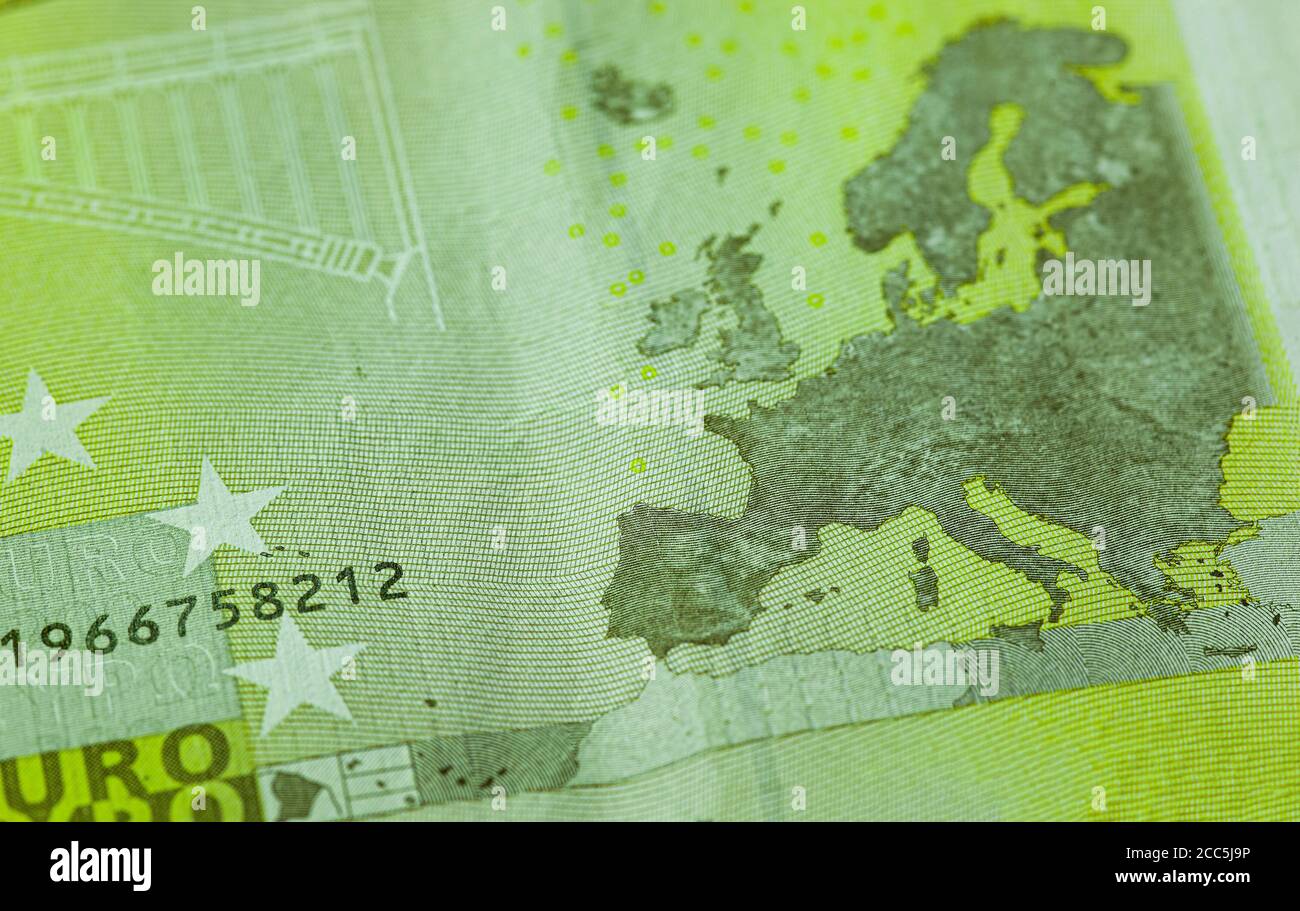 Europe map on euro bill Stock Photo - Alamy
