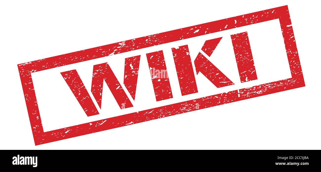 WIKI red grungy rectangle stamp sign Stock Photo - Alamy