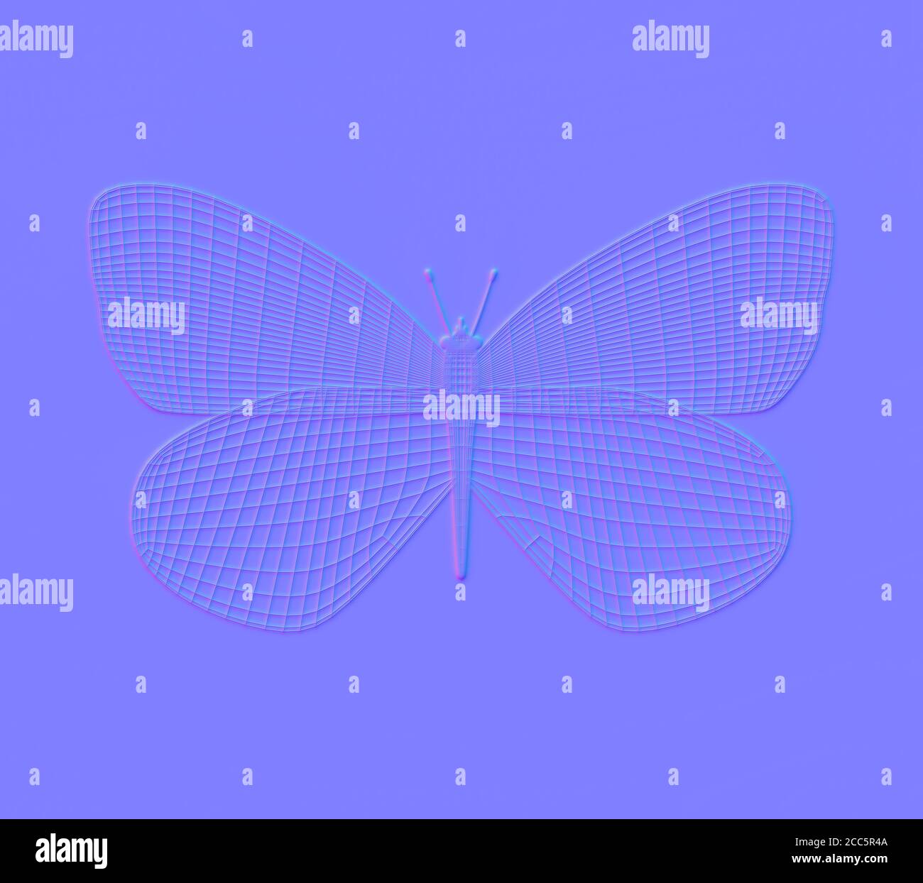 Normal map of polygonal geometric butterfly consisting of lines ...