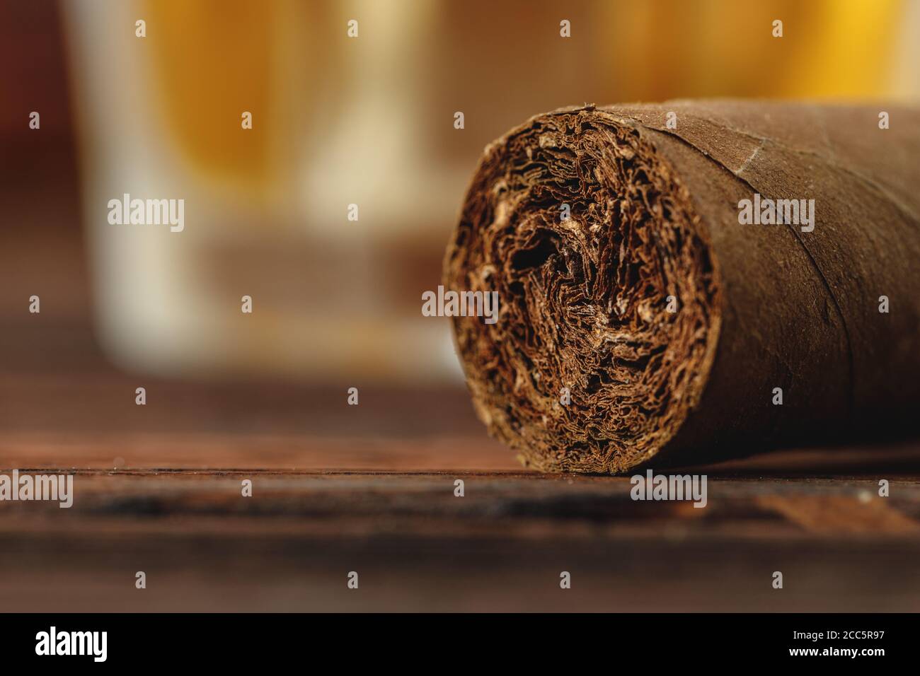 Front side of a cigar close up tobacco Stock Photo - Alamy