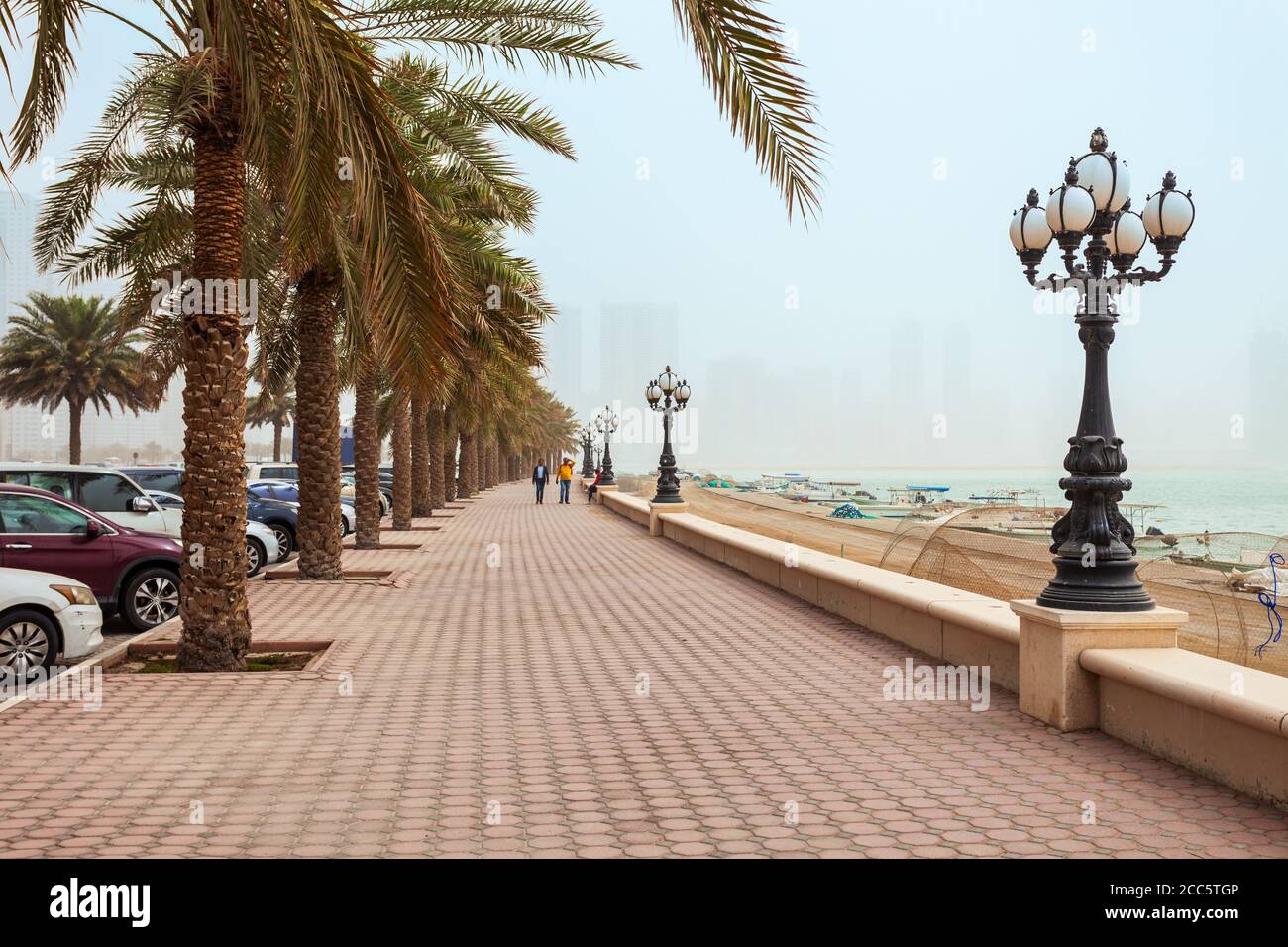 Beach promenade in Sharjah city centre in United Arab Emirates or UAE ...
