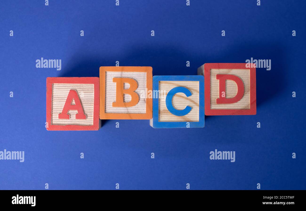 A, B, C and D wooden blocks Stock Photo - Alamy