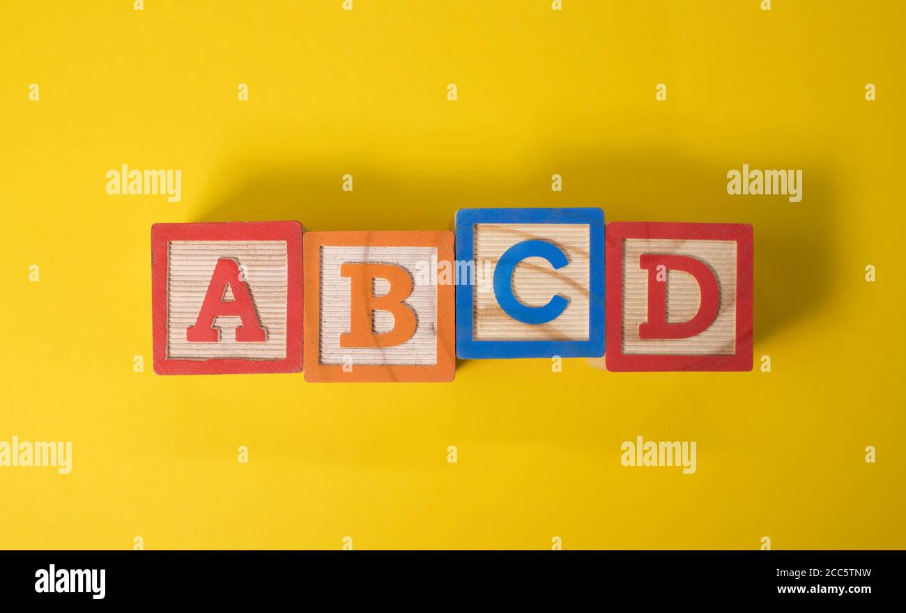 A, B, C and D wooden blocks Stock Photo - Alamy