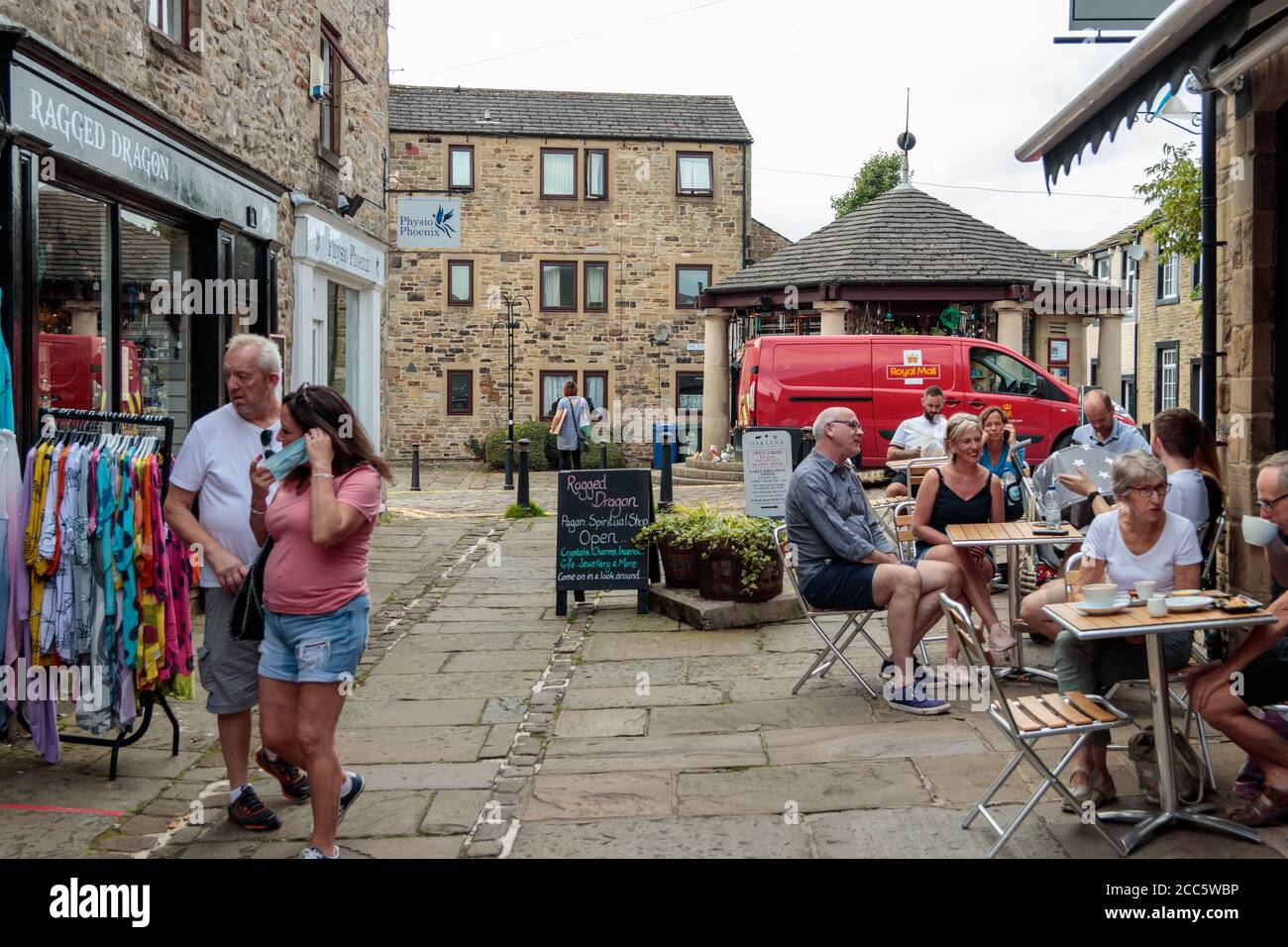 View of unidentified people enjoying the shops on Victoria Street ...
