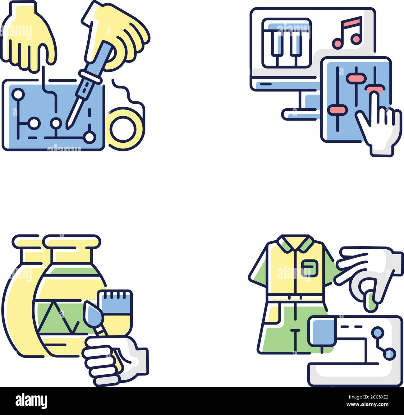 Hobby DIY RGB color icons set Stock Vector Image & Art - Alamy