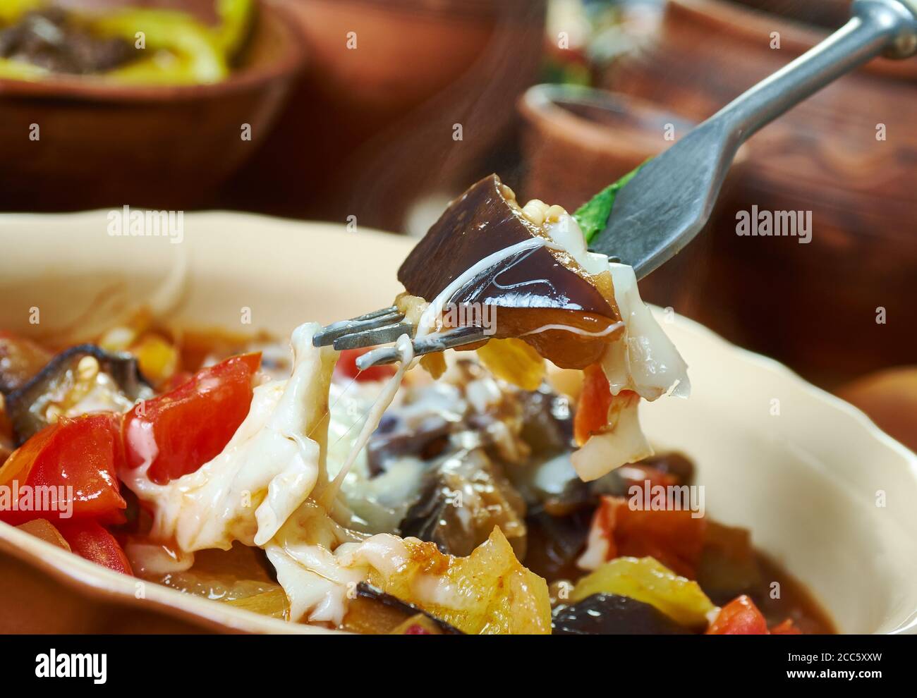 Guvech Patlıcan - eggplant stew dishes , Turkish cuisine Stock Photo ...