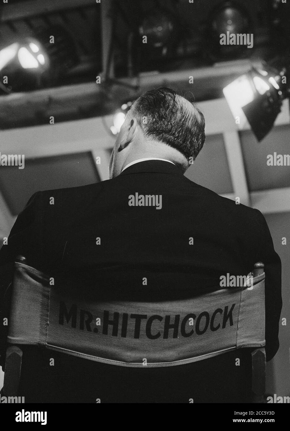 Publicity photo of film and television director Alfred Hitchcock during ...