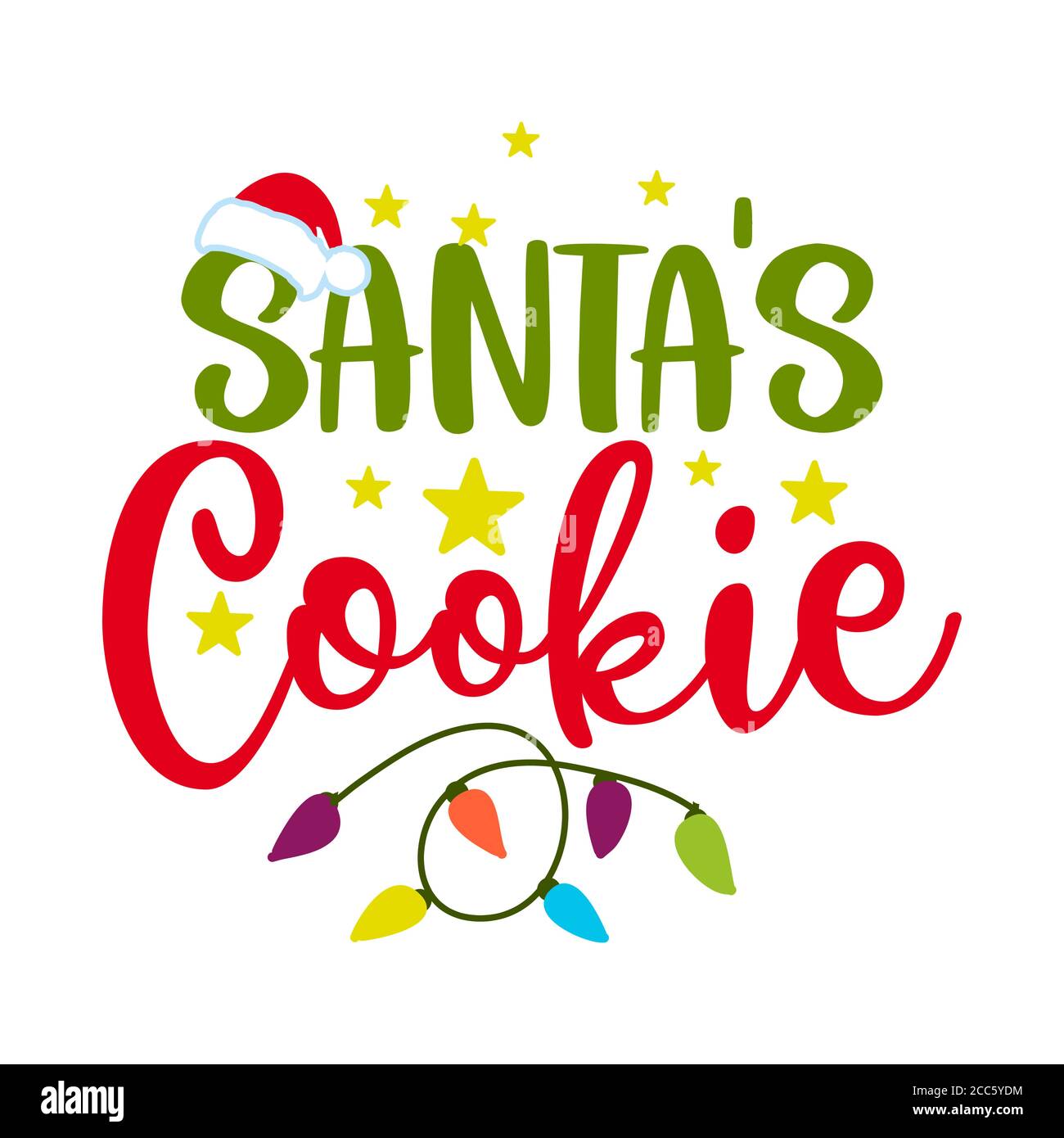 Santa's Cookie, - Santa Claus calligraphy phrase for Christmas. Hand ...