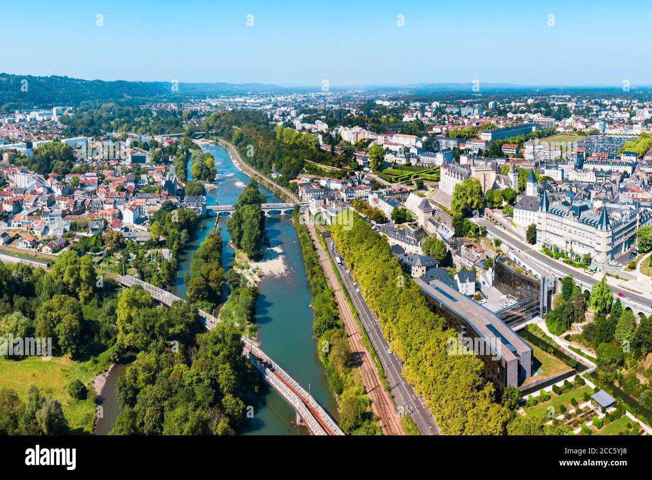 Pau aerial panoramic view. Pau is a city, commune and capital of ...