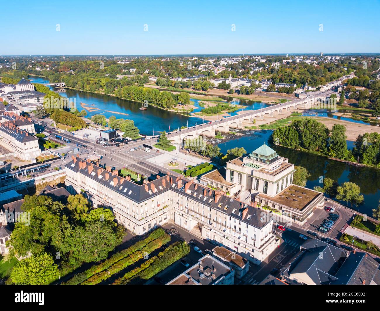 Tours aerial panoramic view. Tours is a city in the Loire valley of ...